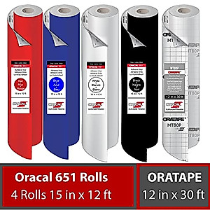 Silhouette Cameo 4 Plus Bundle with 4-12ft Rolls of ORACAL 651 Vinyl, 30 Ft of ORATAPE Transfer Tape, CrafterCuts Vinyl Tool Kit, Bonus Designs, and Access to Ebooks, Classes, andTutorials