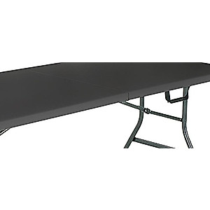 CoscoProducts Deluxe 6 foot x 30 inch Fold-in-Half Blow Molded Folding Table, Black