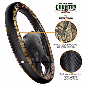 Mossy Oak Steering Wheel Cover by LPI Truck; Heavy Duty 600D Oxford Material with Mossy Oak Break-up Country Camoflauge; Fits All Car, SUV, Mini-Van and Truck with Steering Wheel Size 14.5" to 15"