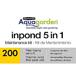 Pennington Aquagarden , Pond Filter for Ponds , Foam Filter Set , Polymer Wool Filter Pads , Pond Maintenance Kit , Suitable for Inpond 5 in 1 200 Gallon Model, White, Large (Fit 200)