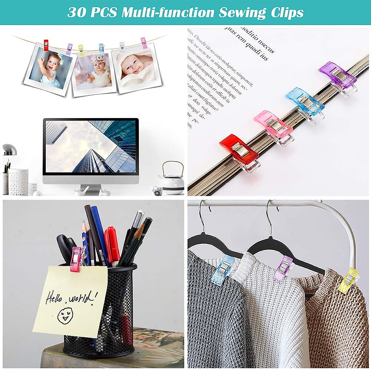 Sewing Clips: 100 Assorted Craft Clips for Quilting