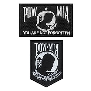Antrix 2 Pcs POW MIA You are NOT Forgotten Applique Insignia Emblems Hook and Loop Military Badge Patch for Backpacks Caps Hats Vests Uniforms Clothes