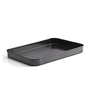 FURLOU Metal Serving Tray Accessory Tray Oven Roasting Pan Cookie Tray Black Cake Plates Cake Baking Tray Baking Pans Big Cake Brownie Baking Tools Bread Pan Black Non Stick Baking Tray Plate