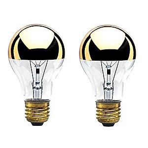 Bulbrite 60A19HG 60-Watt A19 Bulb, Half Gold, Medium Base - 2 Pack