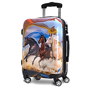Chariot Printed Expandable Hardside Spinner Luggage Set, Mustang Horse, 3-Piece (20/24/28)