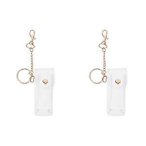 SHERCHPRY 2 Pack Lipstick Pouch Keychain Lipstick Cover Keyring Lipstick Balm Cover Transparent Lipstick Sleeve Transparent Pvc Lip Key Ring