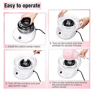 Cotton Candy Machine, Automatic Floss Maker Homemade Quick Heating Machine for Kids Parties, White