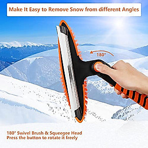 HOHUIGO 58.5" Ice Scraper and Extendable Snow Brush for Car Windshield, Snow Scraper Brush Detachable for Car Auto SUV Truck Vehicle 180° Pivoting, Snow Ice Remover Snow Broom Kit with Foam Grip