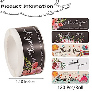BEEFLYING 5 Rolls Thank You Adhesive Labels Roll Stickers Paper Gift Tag Stickers Mixed Color for Party Presents Room Bottle Sticky Note Decorative