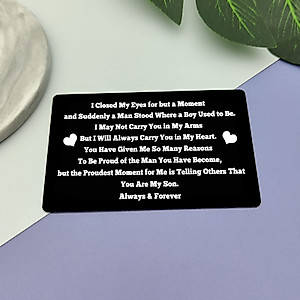 Son Metal Wallet Insert Card Son Gift from Mom to My Son Inspirational Card Son Birthday Gift Encouragement Gift Engraved Wallet Card Inserts Thanksgiving Day Christmas Wedding Gift Mom to Son Gift