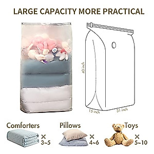 Vacuum Storage Bags, 4 Pack Press to Exhaust Space Saver Vacuum Storage Bags, Free Up 80% Space, 31"x40"x15" Vacuum Sealer Bags for Clothes, Clothing, Comforters and Blankets, No Need Air Pump
