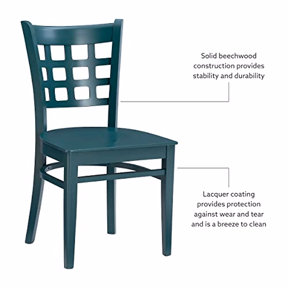 Linon Portis Dark Green Modern Dining Side Chair Set of 2