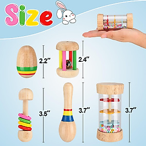 MEWTOGO 5 Pcs Wooden Bunny Toys - Safe Rabbit Toys, Multi-Colored Bite-Resistant Guinea Pigs Toys for Chinchillas Hamsters Small Animals Playing Indoor Outdoor Bunny Gifts