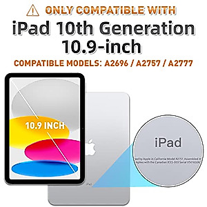 KEYCAUP Case for iPad 10th Generation 10.9 inch, Case for iPad 10 Gen: with Strong Protection, Screen Protector, Hand Strap, Shoulder Strap, 360° Rotating Stand, Pencil Holder - Light Blue