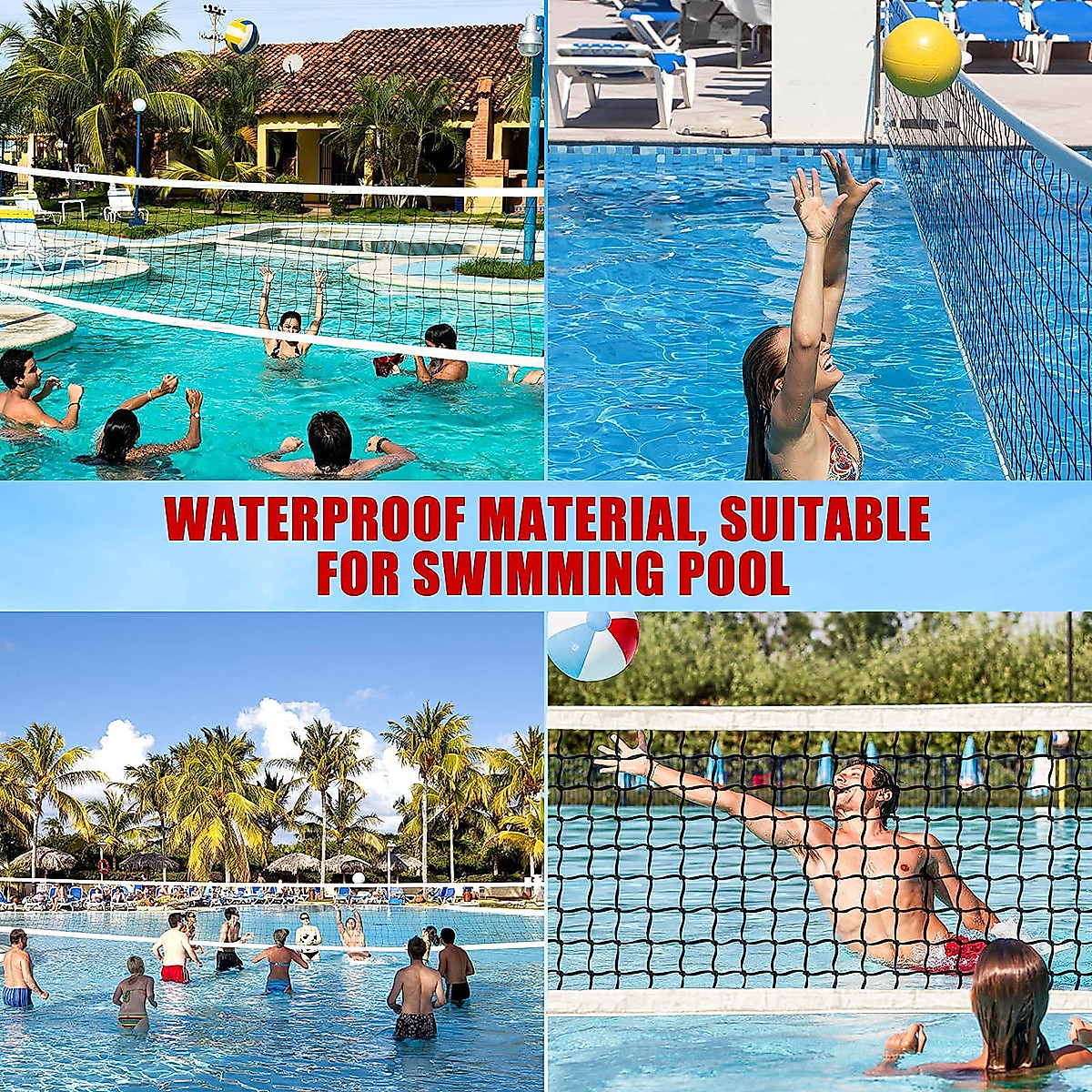 Professional Volleyball Net Outdoor Sand, Grass Volleyball Nets for Backyard, Portable Beach Kids Badminton Net Pro Volleyball Practice Net Set 32X3FT Indoor Volleyball Net for Pool Inground, No Poles