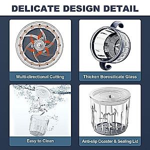 Veroline Baby Food Maker, 13-in-1 Baby Food Processor Set with 2 Glass Bowls (600ml+300ml), Baby Food Blender for Baby Puree, Fruit, Meat, Vegatable, Baby Food Storage Containers, Silicone Spoons, Silicone Spatula, Double Blades, Baby Essentials