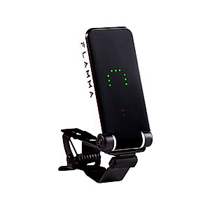 FLAMMA Guitar Tuner Clip On Tuner for Electric Guitar Bass Tuner Ukulele Tuner Power Saving Mode LED Display Metal Clip (White)