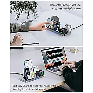 Wireless Charging Station for Apple Products, 3 in 1 Wireless Charger Charging Stand Compatible with Apple Watch and Airpods Pro, 2, Fast Charging Dock for iPhone 12 pro, 11, Xs max, Xr, X, 8