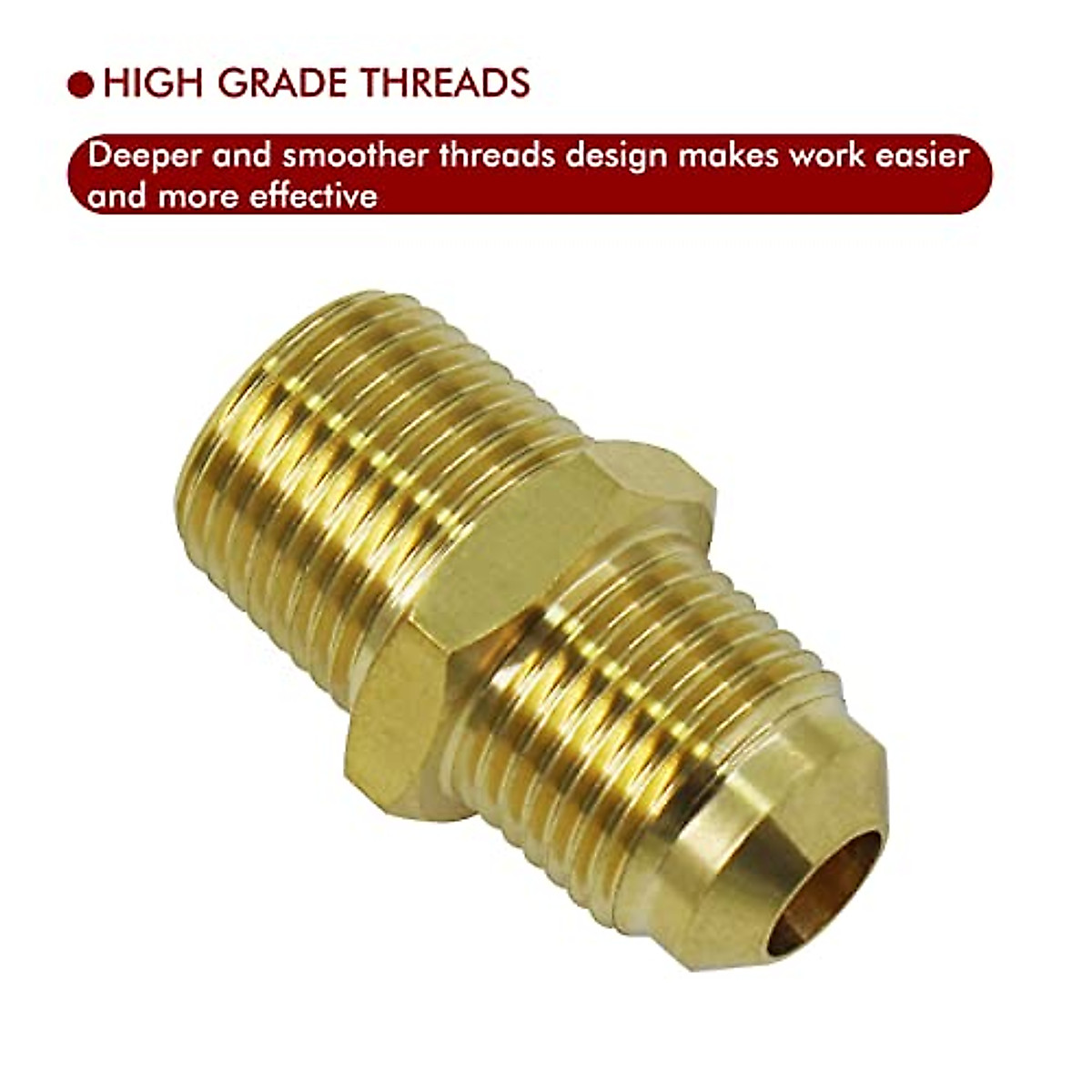 MENSI 2 Packs 3/8" Male Flare Thread (5/8"-18UNF) Convert to 3/8" Male NPT Thread Propane BBQ Grill Brass Union Adapter