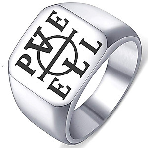 Dacai Laser Engraved Pele Enochian of Solomon Silver Stainless Steel Men's Womens Magic Ring
