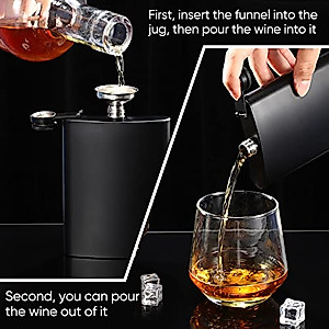 3 Pieces Stainless Steel Hip Flask Set Matte Black Flasks for Men Valentine Gifts Leakproof 6 oz 8 oz 12 oz Flask with 3 Pieces Funnel for Wedding Party