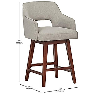 Amazon Brand – Rivet Malida Mid-Century Modern Open Back Swivel Kitchen Counter Height Stool, 37"H, Felt Grey