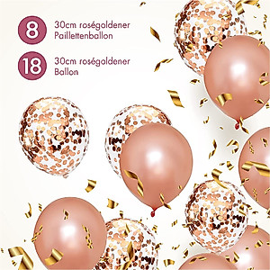 SOMAYO Birthday Decorations Rose Gold Balloons, Birthday Decorations for Women and Girls, Rose Gold Party Decorations Set,Happy Birthday Banner,Metallic Rose Gold Confetti Balloons, Foil Balloons.