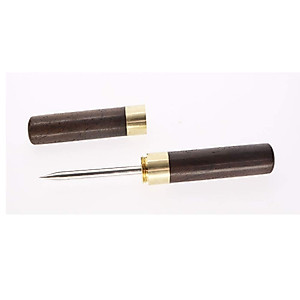 4 Pcs Stainless Steel Ice Picks with Wooden Handle and Safety Cover for picnics, camping, bar, kitchen, and restaurant. (Black and Brown)