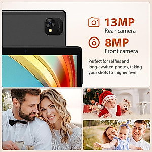 POWMUS 2025 Android Tablet 10.1-inch Tablet with 128GB ROM,19GB RAM, 1TB Expand, 2.0GHz CPU, 1920 * 1200 Incell Screen, 8000mAh, 8+13MP WiFi BT5.0 GPS Android Tablet with Keyboard and Mouse - Black