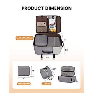 LOVEVOOK Travel Backpack for Women, TSA Carry On Backpack Flight Approved Luggage, 40L Water Resistant Personal Item Daypack Large Weekender Bag fit 17 inch Laptop with 3 Cubes, Beige Grey