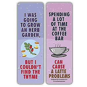 Creanoso Funny Food Jokes Puns Bookmarks (60-Pack) – Unique Stocking Stuffers Gifts for Boys & Girls, Unisex Adults – Cool Book Page Clippers Collection Set for Kids – Awesome Giveaways