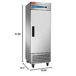 WESTLAKE 27" W Commercial Refrigerator Stainless Steel Reach in Solid Single Door Upright Fan Cooling 23 Cu.ft Cooler for Restuarant, Bar, Shop, etc