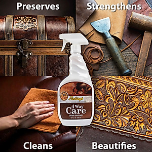 Fiebing's 4 Way Care Leather Conditioner 32oz spray for furniture, saddles, automobile upholstery, boots, shoes, handbags, etc