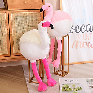 Soft Round Stuffed Flamingo Animal Plushie Fat Flamingo Plush Toys for Home Decor Cuddly Flamingo Pillow Hugging Flamingo Doll Gift for Kids or Lover (White, 19.7 Inch (from Head to feet))