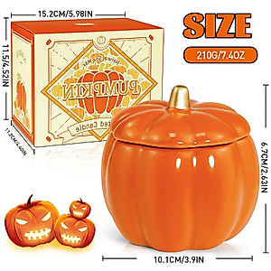 STRN Scented Candles Festive Fall & Halloween Décor, Long-Lasting Scented Candles, Natural Pumpkin Fragrance Soy Wax Candles, Ceramics 1 Pack