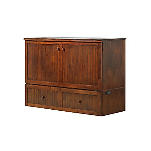 Murphybedz Tuscany Murphy Cabinet Chest Bed with Charging Station 6 Inch, Queen (Tobacco)