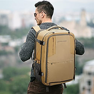 Maelstrom 40-50L Carry on Backpack,Large Travel Backpack for Men Women,17.3 Inch TSA Flight Approved Laptop Backpack with Hidden Shoe Bag, Expandable Suitcase Backpacks,father day gifts-Yellow