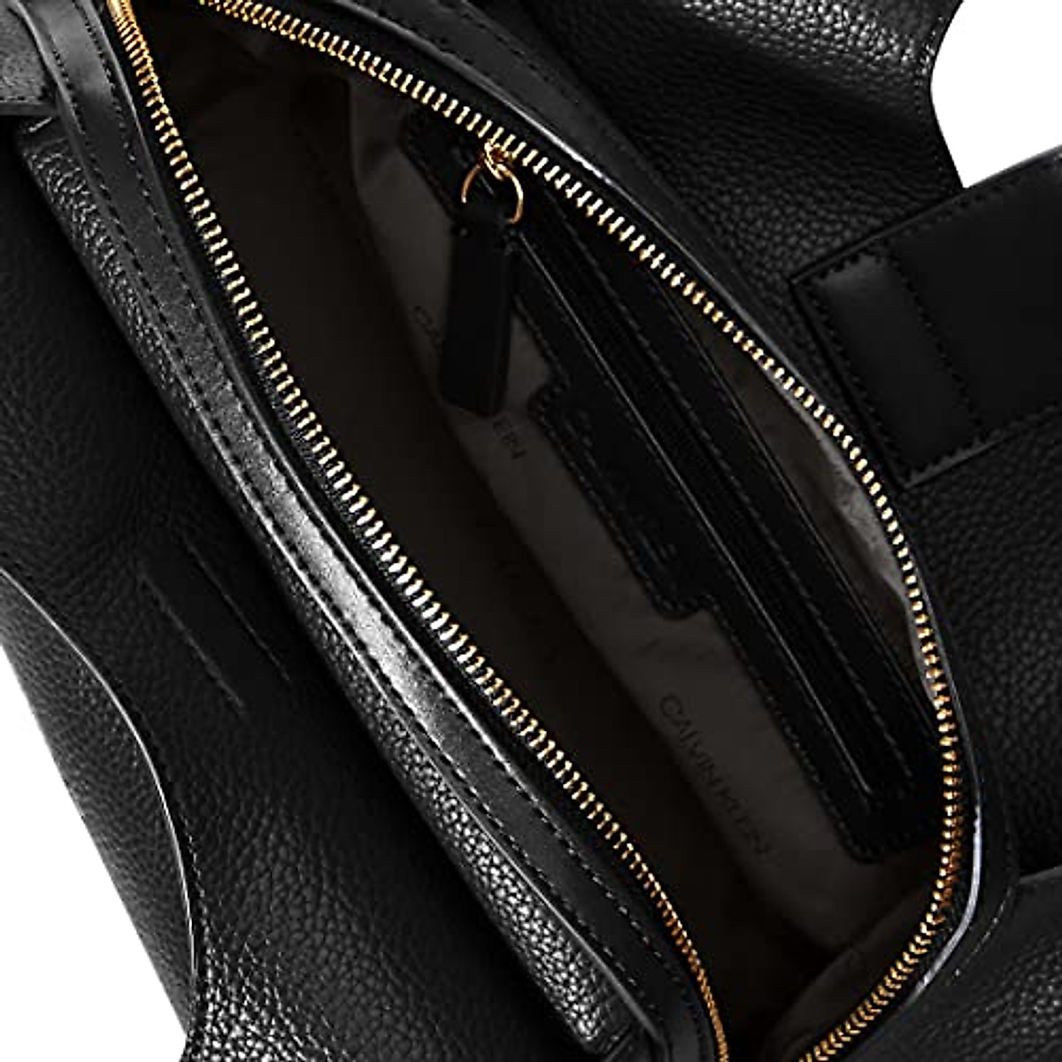 Calvin Klein Shelly Novelty Satchel, Black/Gold