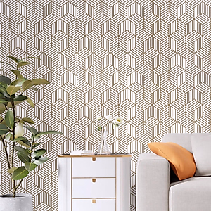 WENMER 17.71 Inchx118 Inch Geometric Hexagon Wallpaper Peel and Stick Wallpaper Removable Self Adhesive Wallpaper Vinyl Film Shelf Paper & Drawer Liner Roll for Home Use