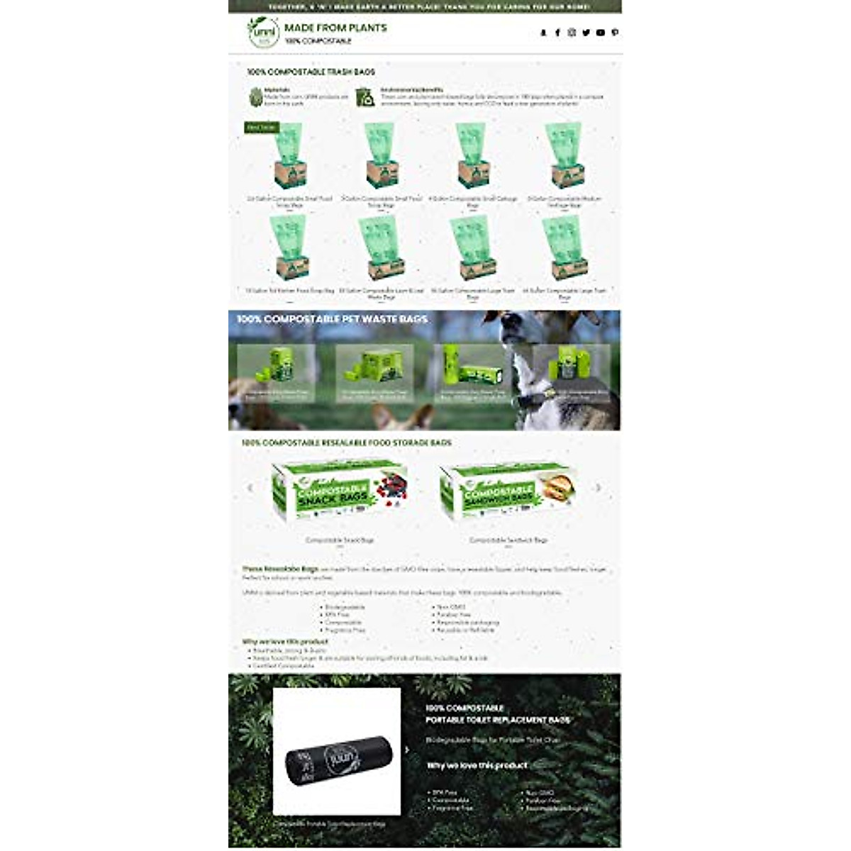 UNNI 100% Compostable Dog Poop Bags, Extra Thick Pet Waste Bags, 270 Count, 18 Refill Rolls, 9x13 Inches, Earth Friendly Highest ASTM D6400, Europe OK Compost Home and Seedling Certified,San Francisco