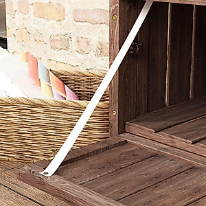 Timechee Outdoor Storage Bench Large Deck Box, 47.2" Patio Wooden Loveseat Benches, Garden Seating Furniture with Cup Holder & Storage Space for Tools for Deck, Porch & Balcony, Brown