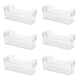 Oggi Cabinet/Drawer High Wall Storage Bin - 14" x 5", Clear/Gray, Ideal for Kitchen Organization, Pantry Storage, Fridge Organizing - Set of 6