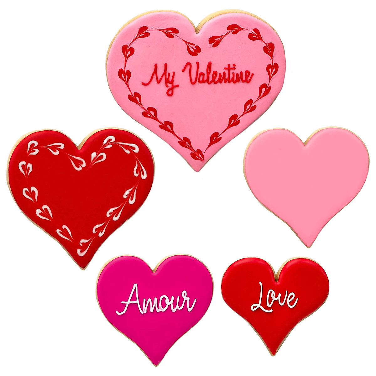 Heart Cookie Cutters 5-Pc. Set Made in USA by Ann Clark, 5", 4.25", 4", 3.5", 3"