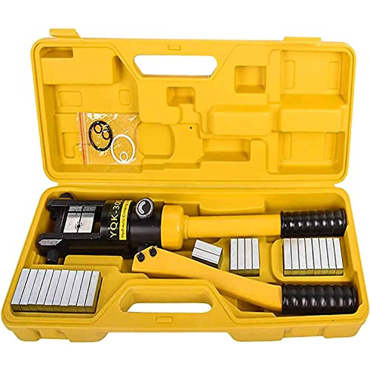 LFGUD 16T Hydraulic Crimping Tool 9 AWG to 600 MCM Battery Cable Crimping Tool 0.87 inch Stroke Hydraulic Lug Crimper Electrical Terminal Crimper with 13 Pairs of Dies