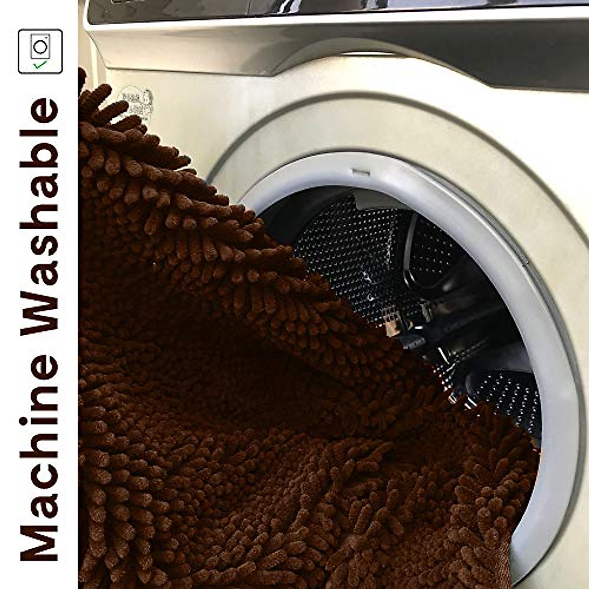 Brown Bathroom Doormat Rugs 20 x 31 Inches Mats Doormat for Entry Home Pet Cat Bed Door Rug Shaggy Chenille Pet Area Rugs Petbed Ultra Soft Water Absorbent Machine Washable Dry (20 x 31 Inches, Brown)