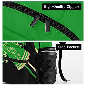 BigBigift Cheer Green Black Cheerleaders Backpack Shoulder Shopping Bag Travel Casual Bags with Name Text, 12.2(L)x5.9(W)x16.5(H)inch
