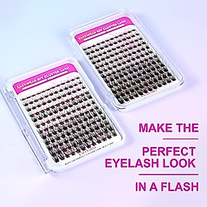 Lash Clusters 144pcs CAELYMINE DIY Lash Extension for Beginners, D Curl Cluster Lashes Soft Lash Extension Clusters 3D Cosplay Eyelash Cluster Extensions Reusable(CDD01)