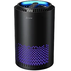 AROEVE Air Purifiers for Home, HEPA Air Purifiers Air Cleaner For Smoke Pollen Dander Hair Smell Portable Air Purifier with Sleep Mode Speed Control For Bedroom Office Living Room, MK01- Black
