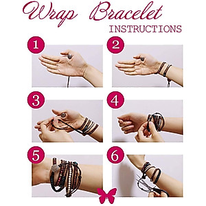 Teepollo Bohemian Leather Wrap Bracelets for Women-Beaded Heart Love Jasper Emperor Natural Stone Healing Energy Boho Hippie Bracelet for Girls Ladies Accessories Jewelry