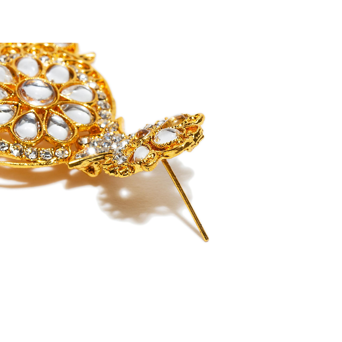 Bindhani Bollywood Fashion Kundan Stone Indian Drop Earrings With HeadPeice Maang Tikka Set For Women (Gold)